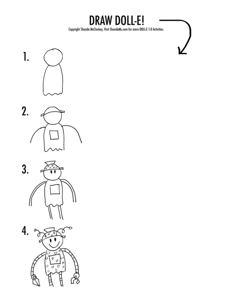 How to draw Doll-E and Blutooth! (Free Activity Sheets!) | Shanda ...